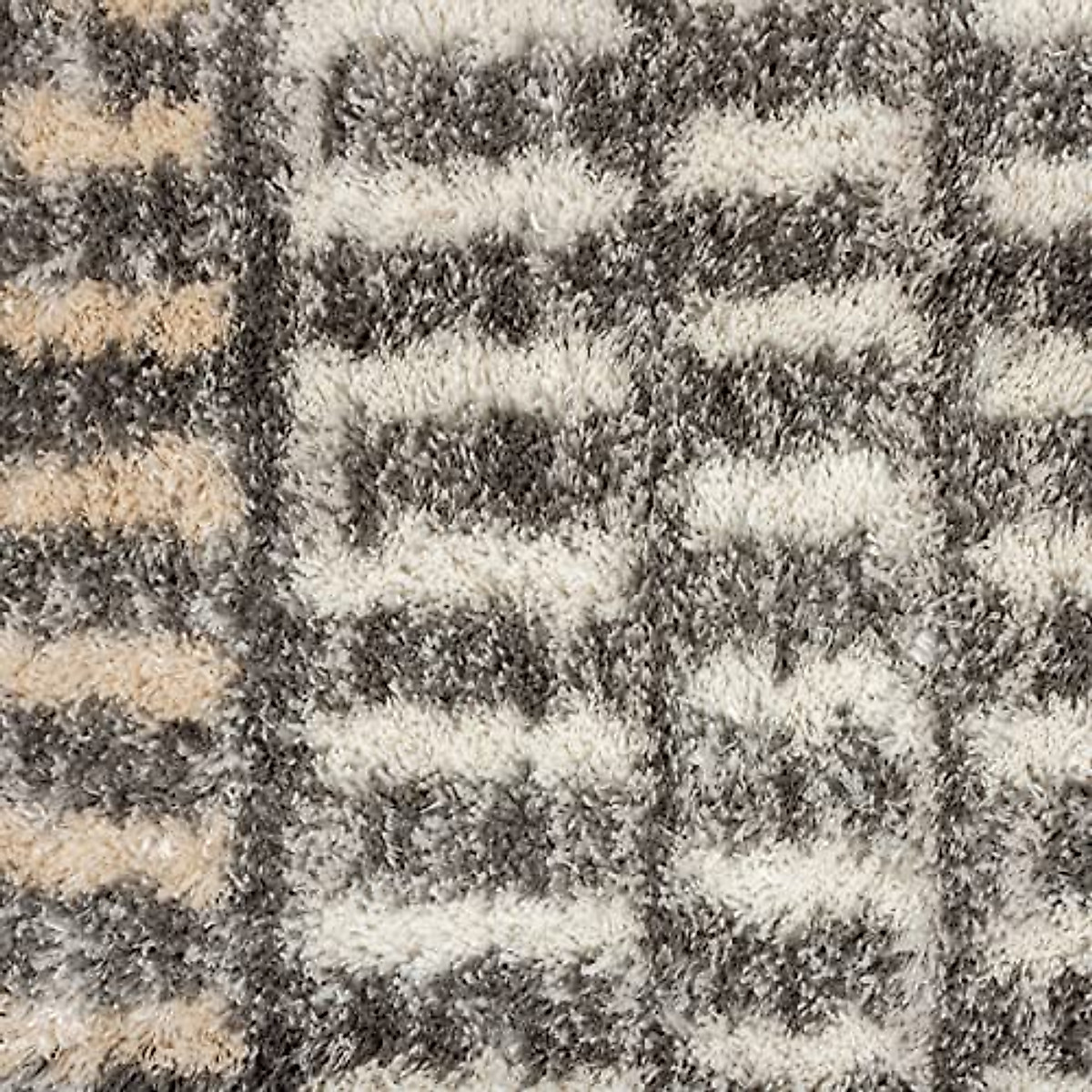 Home Dynamix The Spruce Marcella Louise Geometric Stripe Shag Area Rug, Gray/Ivory, 7'10"x10'5" Rectangle