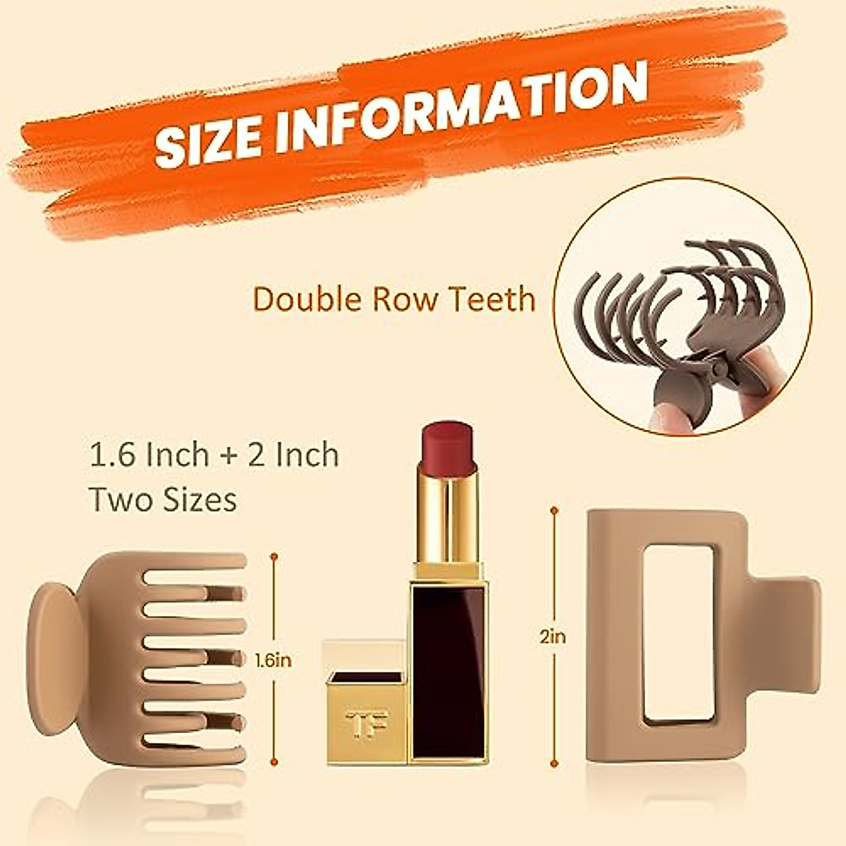 DEPOKA Matte Hair Clips for Women and Girls - Rectangle and Double Row Small Claw Clips for Thin/Medium Fine Hair - Nonslip Jaw Clips (Beige, Khaki, Brown, Black)