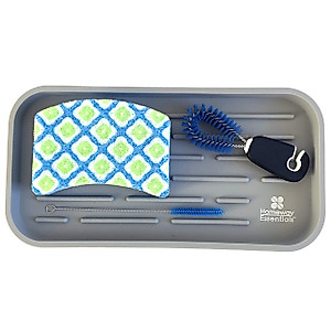 Homeway Essentials Kitchen Sink Organizer | Soap Caddy and Sponge Holder | Silicone Tray for Sponges, Soap Dispenser, Scrubber and Other Dishwashing Accessories - Gray