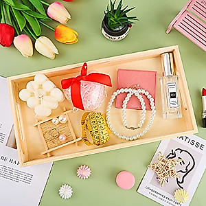 Aodaer 5 Packs Wooden Nested Serving Trays Kitchen Nesting Trays Wooden Trays Rectangular Shape Wood Trays for Kitchen, Breakfast, Party