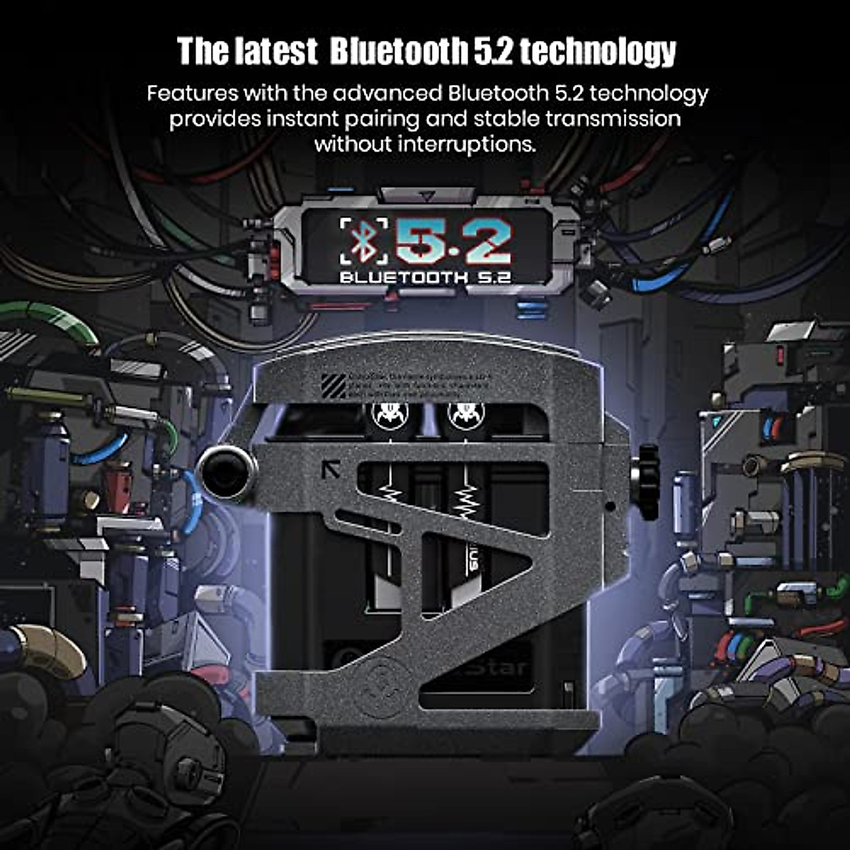 Gravastar Wireless Earbuds Sirius P5,Bluetooth in-Ear Headphones 40H Playback with Stereo Sound,4 RGB Lights,ENC for Clear Call,Bluetooth 5.2,IPX4,Support Multipoint Connection(Defense Armor)