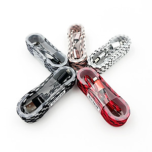 (50-Packs) Unicorn's Premium USB Cables Compatible with iPhone Plug Charging Cable + Sync (5Ft/1.5M) Nylon Braided Wholesale Bulk Lot