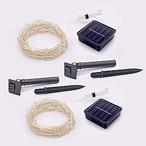 BEEWIN Outdoor Solar String Lights, 2 Pack 33ft 100L Solar Copper Fairy Lights,8 Modes Twinkle Lights Decor for Indoor Outdoor Patio Yard Trees Christmas Wedding Party (Cool White)