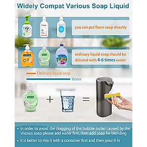 Cheftick Soap Dispenser, Automatic Foaming Soap Dispenser with 4 Adjustable Volume Control, Touchless Rechargeable Hands Free Auto Soap Dispenser for Kitchen, Bathroom, Hotel, Restaurant,13.5oz/ 400ml