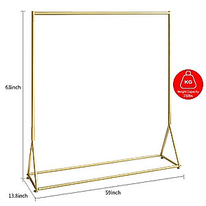 BOSURU Modern Clothes Rack Retail Display Clothes Rack Freestanding Garment Rack Easy Assemble Clothing Rack for Bedroom or Boutiques Gold 59" L