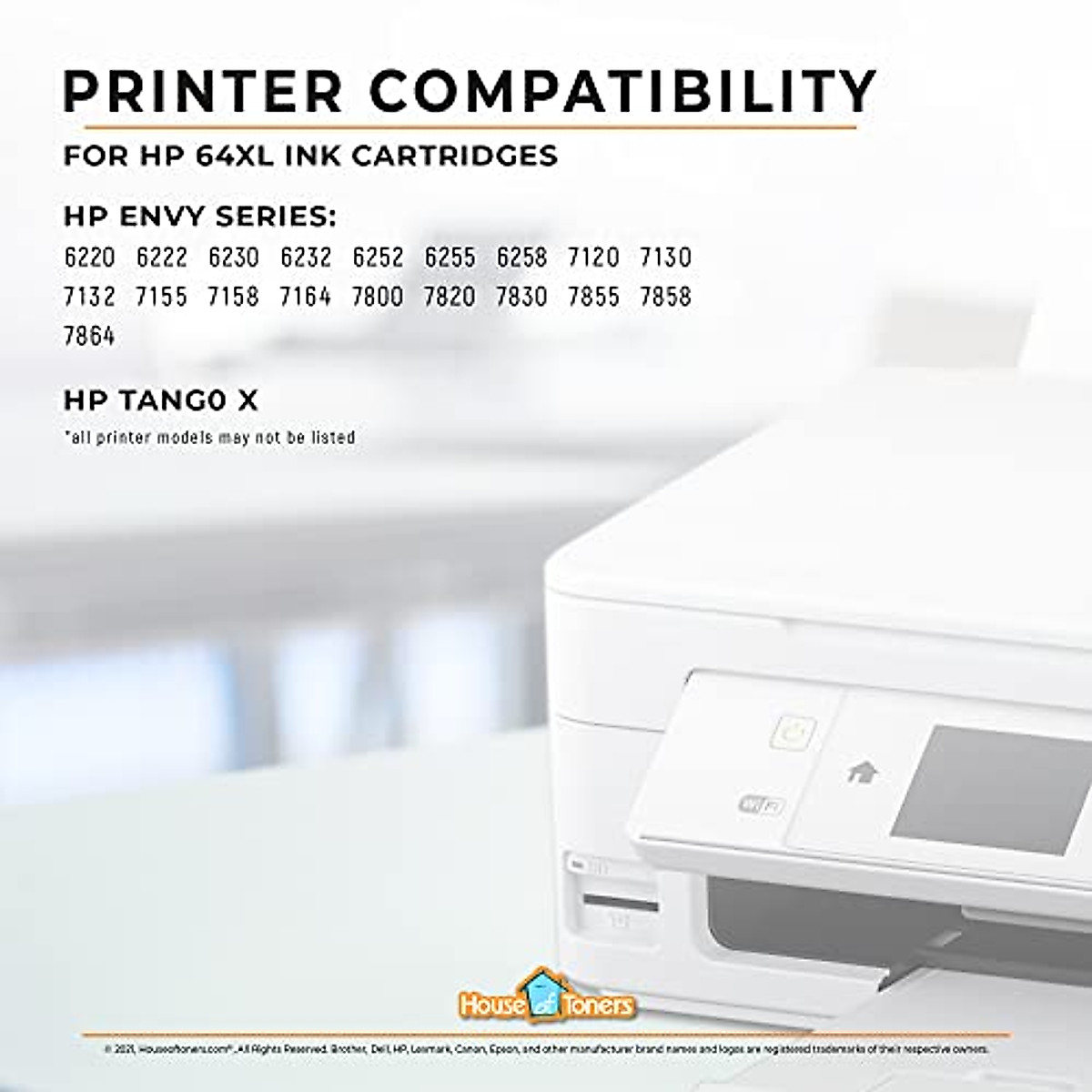 Houseoftoners Replacement for HP64XL HP 64XL N9J92AN Ink for Envy Photo 6230 6255 7120 7155 758 7164 7800 7855 7858 7864 & Tango X Printers (2 Black)