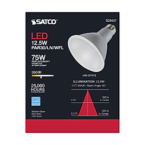 Satco S29437 12.5 Watt; PAR30LN LED; 3500K; 6-Pack California Compliant