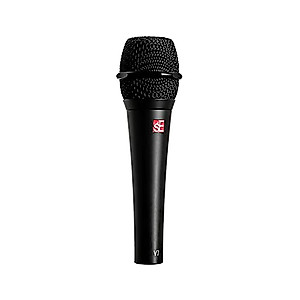 Briskdrop sE Electronics V7 Black Dynamic Supercardioid Handheld Microphone, Black - Bundle with 2 XLR Cables and 10 Cable Ties