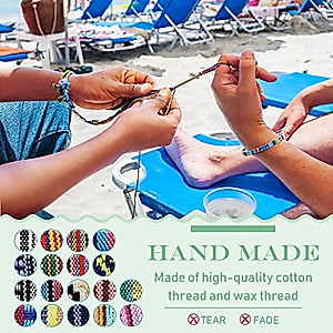 18 Pcs Boho Surfer Bracelet Ankle Adjustable Beaded Anklets Unisex Handmade Braided Bracelet Waterproof Surfer Beach Bracelet Colorful Anklet Bracelet String Rope Jewelry for Women Men (Elegant Style)