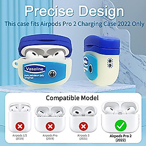 WQNIDE Case 9 in1 Cute Kawaii Vaselin Cartoon Funny for Apple Airpods Pro 2 New 2022 Case with Keychain Lanyard Soft Silicone Protective Skin Cover for Women Boys