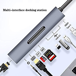 XUNMAIFHB Portable Docking Station,USB C HUB Docking Station 7 in 1 hdmi Cooling Fast TF/SD, USB3.03, Type-c PD Charging, HDMI 4K Fast Transmission