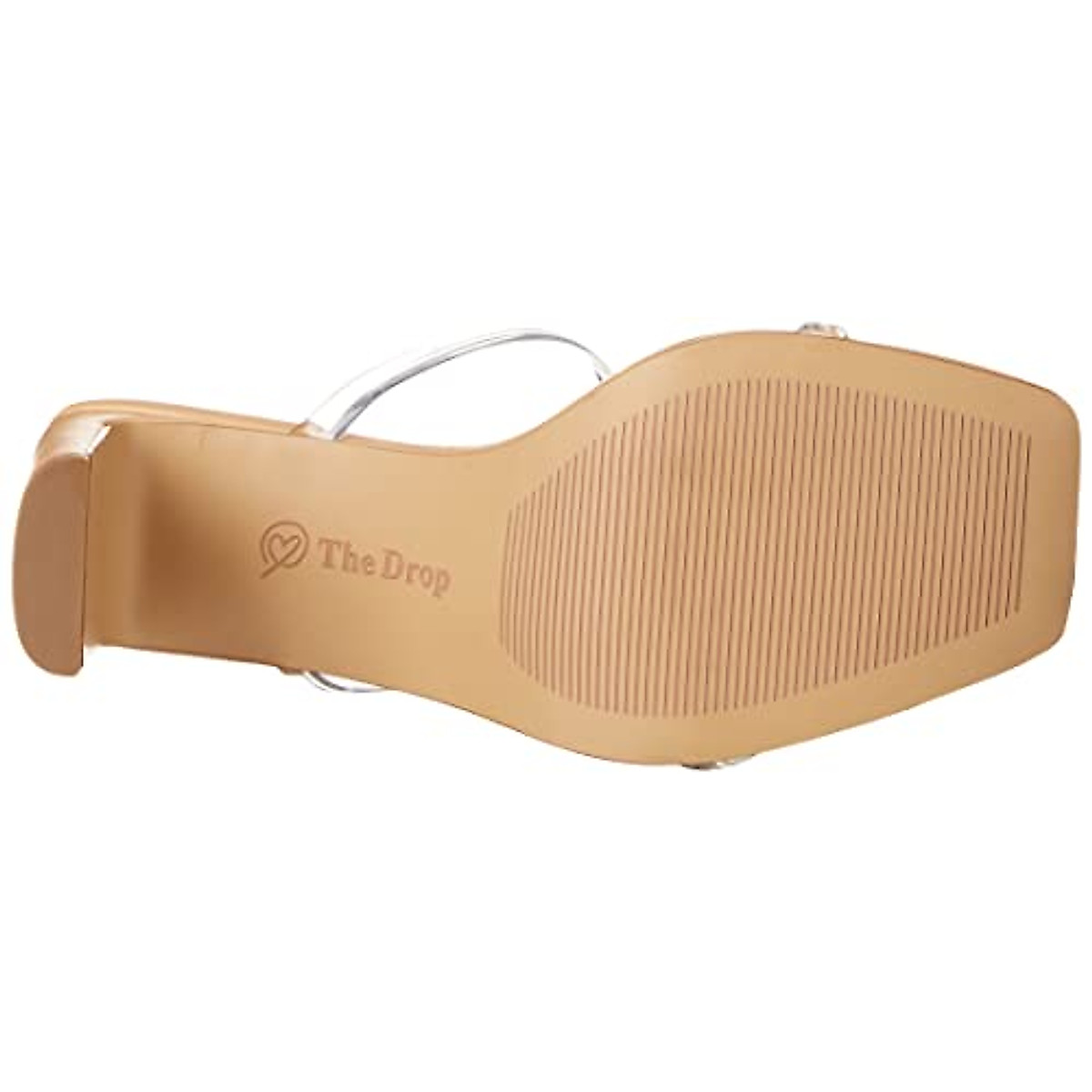 The Drop Women's Avery Square Toe Two Strap High Heeled Sandal, Clear, 7.5