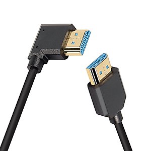 PNGKNYOCN 8K HDMI 2.1 Short Cable,90 Degree Right Angle 1FT/0.3M Ultra High Speed 48Gbps HDMI Male to Male Cable Support 8K@60Hz,Dynamic HDR,HDCP 2.2&2.3, eARC (R)