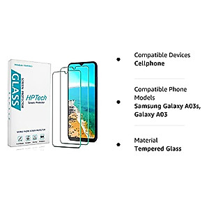 HPTech [2-Pack] Screen Protector Designed for Samsung Galaxy A03s / Galaxy A03 Tempered Glass, Anti Scratch, Bubble Free, Case Friendly