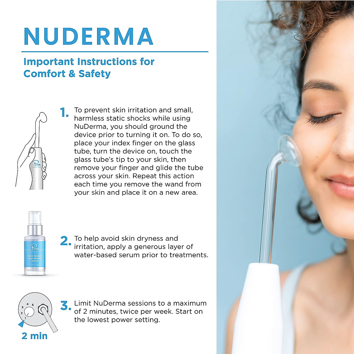 NuDerma Professional Skin Therapy Wand - Portable Skin Therapy Machine with 6 Neon & Argon Wands – Boost Your Skin – Clear Firm & Tighten