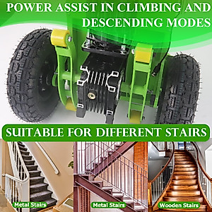 Reihipun Electric Stair Climbing Hand Trucks Dolly Cart for Moving 881lb Capacity Heavy Duty Stair Climber Cart Hand Trolley with 4 Wheels Motor Battery Powered for Heavy Furniture (Green- 24Ah)