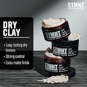 STMNT Grooming Goods Dry Clay, 3.38 oz | Extra Matte Finish | Super Strong Control | Easy to Wash Out
