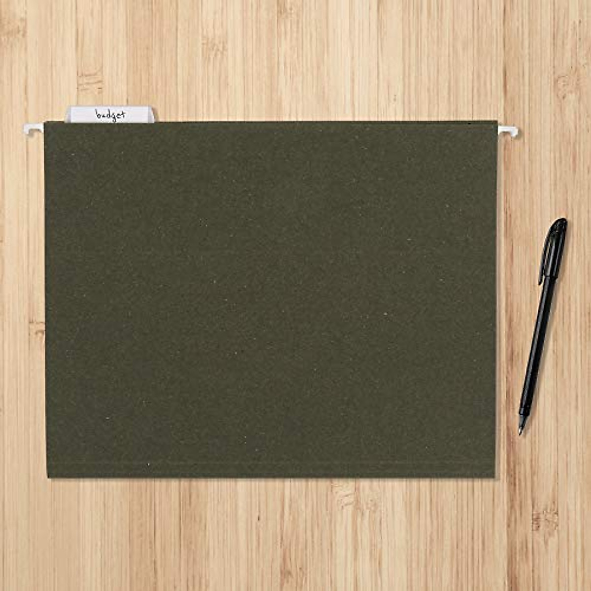 Amazon Basics Hanging File Folders, Standard Green,1/5-Cut Tabs, Letter Size, 50 Count per box