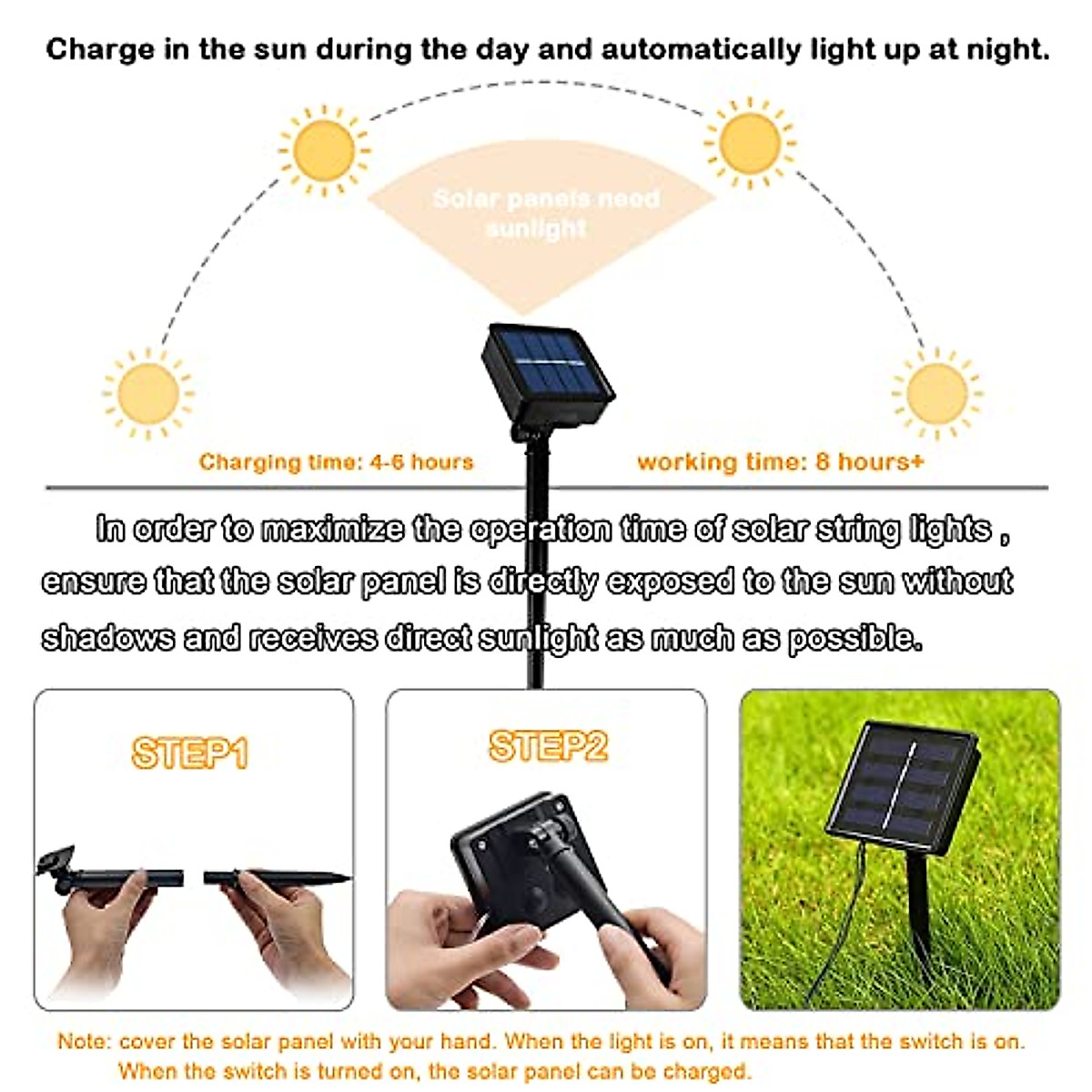 AFSEMOS Solar String Lights Outdoor, 2 Pack 200 LED 66 FT Solar Christmas Lights Outdoor Waterproof, 8 Modes Copper Wire Solar Fairy Lights for Xmas,Patio,Garden,Party Decorations(White Light)