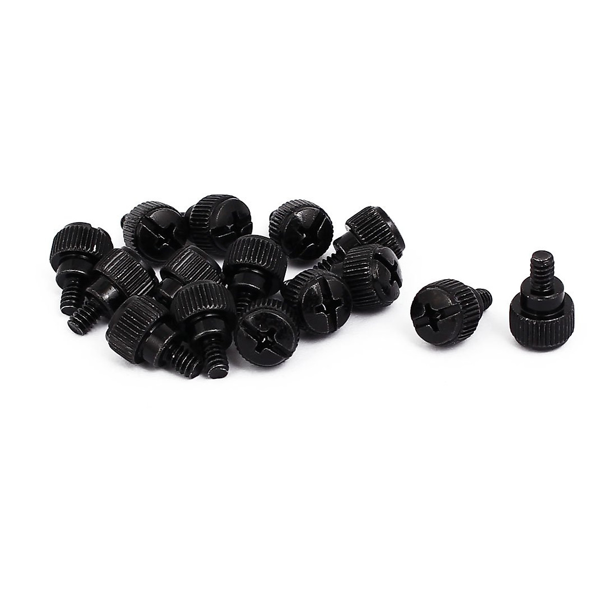 uxcell Computer PC Case Metal Flat Head Knurled Thumb Screw M3.5x5mm Black 15pcs
