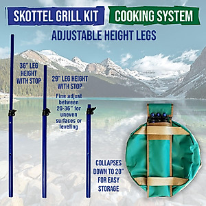 TEMBOTUSK The Original Skottle grill cooking system kit based on the South African braai pan or cowboy wok skillet style cooker, all packs in one carry bag.