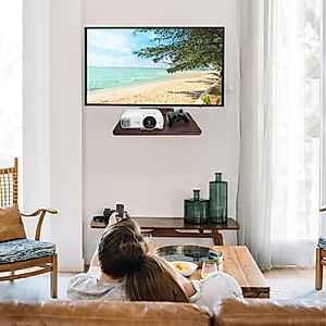 YEXEXINM 2 Pack Floating Shelves Wall Mount DVD Shelf，Projector Shelf Rack Router Shelf，Wooden Floating Entertainment Center Supports Perfect for Projector, Game Console, Floating Shelf for Under TV