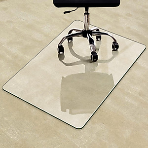 SHAREWIN Office Chair Mat for Carpet/Hardwood Floor- Tempered Glass Desk Chair Mat fo Office Home 1/5” Thick, Heavy Duty Under Desk Protector, Computer Gaming Chair Mat w/Anti-Slip Pads, 46” x 35”