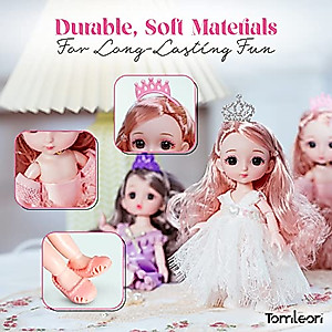 Princess Toys for Girls Age 3 4 5 6 | Mini Princess Dolls - Gift for Girls | 3 Little Princess Figurines with Tiaras, Hair & Accessories | Set for 3+ Year Old Girls | Compatible with Doll Houses