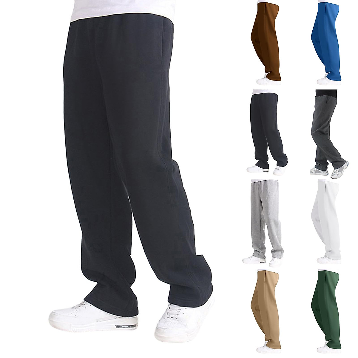 Sweatpants for Men Fall Winter Active Fleece Jogger Pants Drawstring Elastic Waist Warm Baggy Cargo Trousers 2023 Trendy A- Black