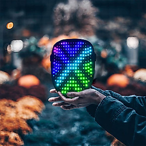 cosday LED Mask Light Up Face Mask with Programmable for Kids Adults for Cosplay Party Halloween Costume (Mini Led Mask)