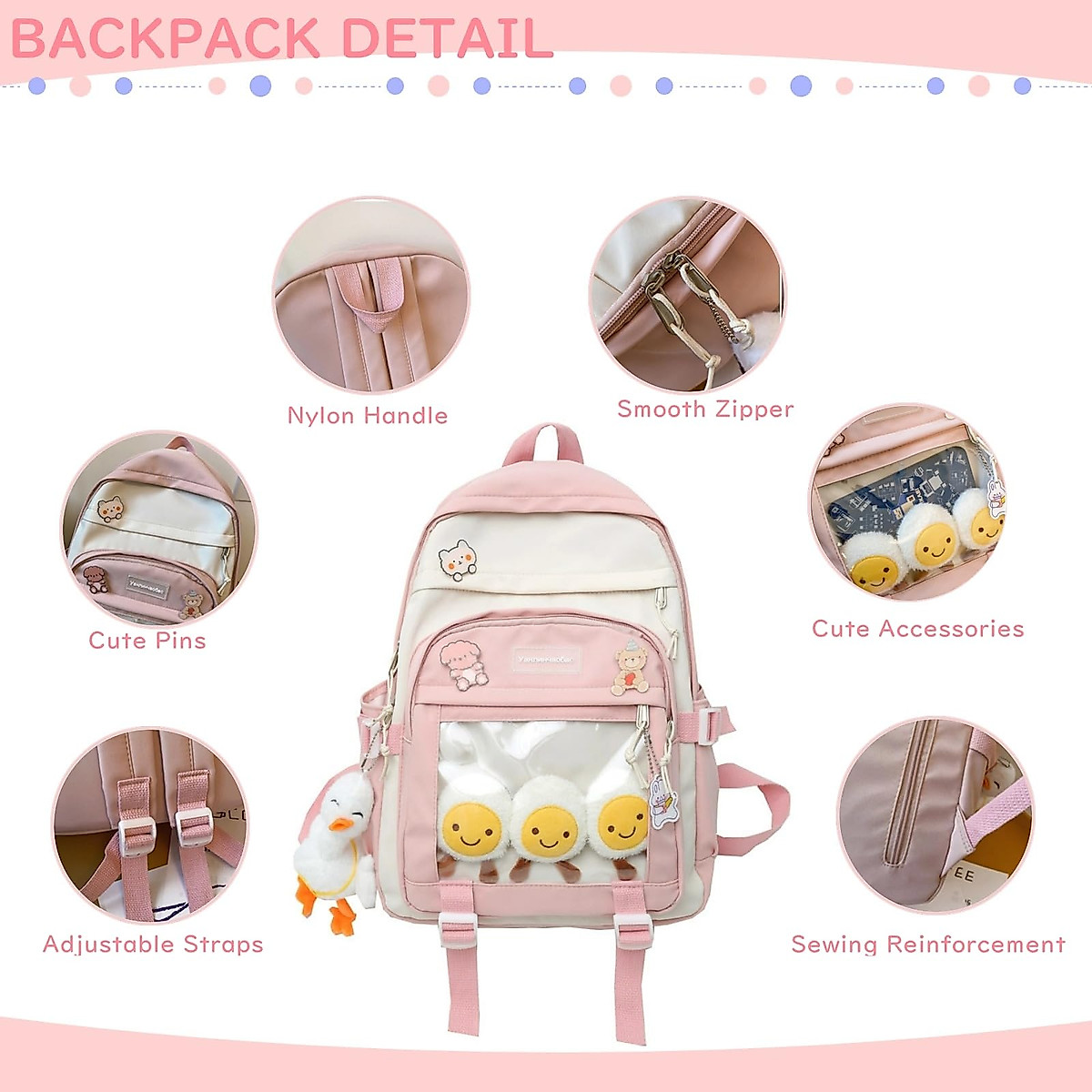Girls Backpack Kawaii Girls School Bag Cute Kids Backpack for Elementary Student Casual Day pack for Teen