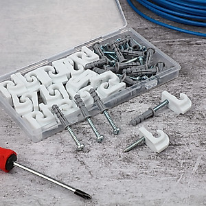 Wire Shelf Loop Clip Down Wall Clip Plastic Closet Shelves Clips Heavy Duty Shelf Bracket for Wire Shelving, Screws and Expansion Tube Not Included (White, 50 Pieces)