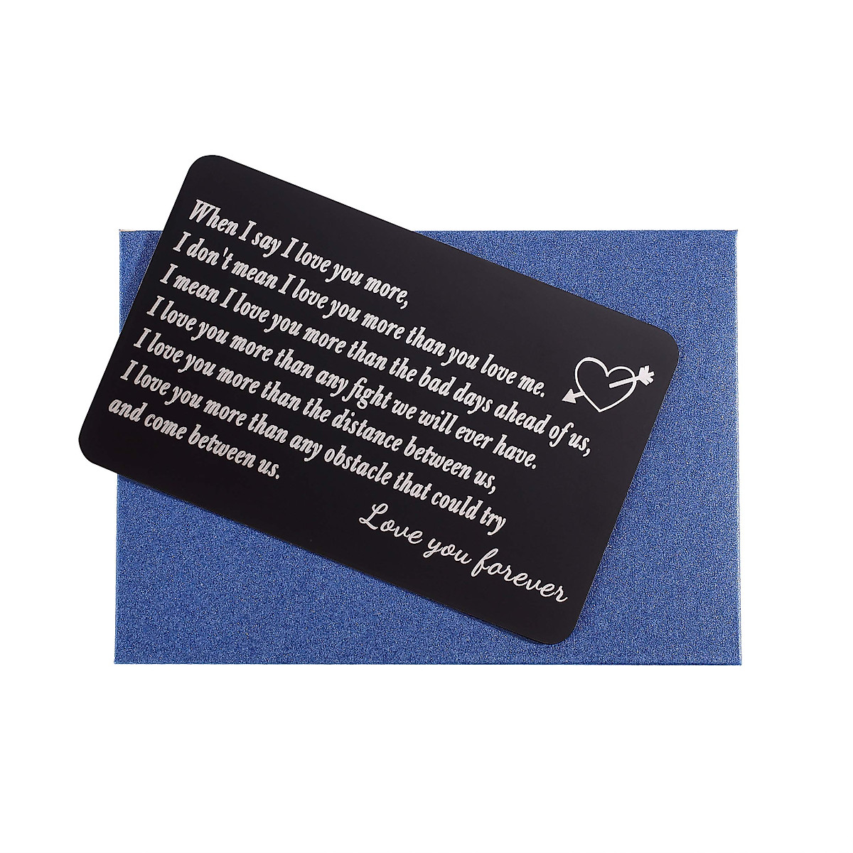 Personalized Engraved Message Wallet Insert for Him - Birthday Anniversary Christmas Valentines - Custom Engraved Metal Card for Husband Boyfriend from Girlfriend Wife