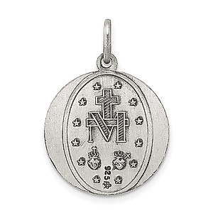 IceCarats 925 Sterling Silver Vintage Our Lady Of Miraculous Medal Blessed Virgin Mary Necklace Charm Pendant Religious Fine Jewelry For Women Gifts For Her