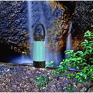 Paracord Handle Strap and Boot for Hydro Flask Wide Mouth Water Bottles,Durable Carrier with Safety Ring and Carabiner (Black White Spots)/Black, 32oz-40oz