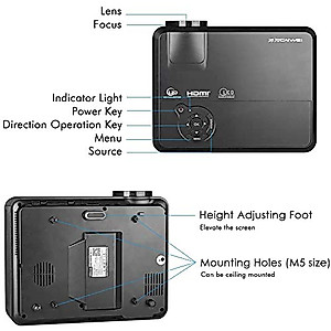 Digital Phone Projector, 7500lm 1080p Full HD Projector with HDMI, USB, VGA Multimedia HD Video Projector for Movie Night TV Gaming Drawing Party Gift, Keystone, Zoom, Home Outdoor Theater Proyector