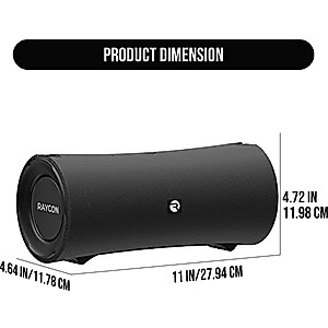 Raycon Fitness Speaker, Portable, IPX7 Waterproof, Dustproof, 36 Hr Battery, Microphone, Dual Drivers, TWS Multi-Link Stereo, Strap (Carbon Black)