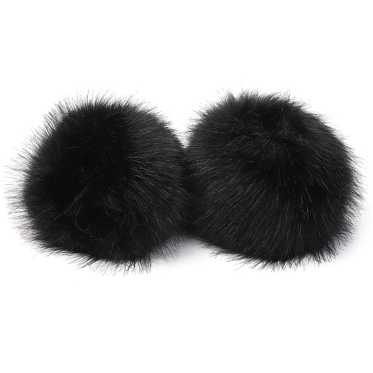 LA CARRIE Women's Snakeskin Print Faux Fur Wrist Cuffs,Winter Fox Furry Bands Arm Warmer (Black)