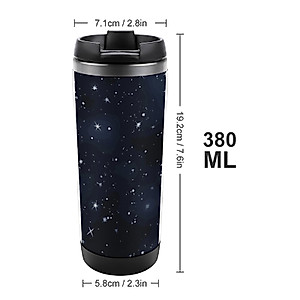Travel Coffee Mug Stainless Steel Travel Mug Insulated Coffee Cup with Lid Stars in Night Sky Car Thermos Cups Double Walled Coffee Tumbler for Iced And Hot Drinks