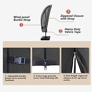 Porch Shield Patio Umbrella Cover - Outdoor Waterproof Garden Offset Banana Parasol Cover Fits Cantilever Offset Umbrella 12-14 Feet, Black