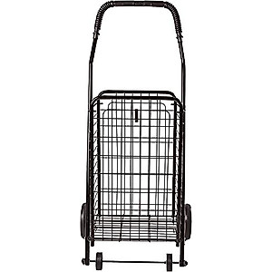 DMI Utility Cart with Wheels, Grocery and Shopping Cart, Laundry Cart, Stair Climber Cart, Lightweight, Holds up to 90 Pounds, Compact and Foldable, Black