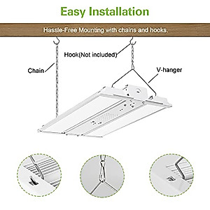 hykolity 2 Pack LED Linear High Bay Shop Light, 1.5FT 210W LED Shop Light Fixture, 27300lm 130LM/W, 100-277V, 0-10V Dim, 5000K Warehouse Lighting, ETL Approved, 5 Years Warranty