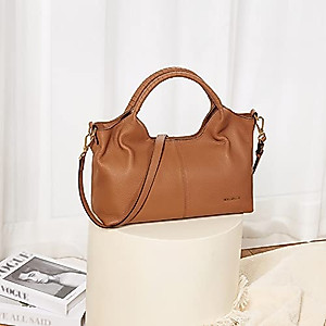 BOSTANTEN Genuine Leather Purses for Women Designer Handbags Crossbody Shoulder Bags Top Handle Satchel Brown