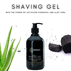 OMWAH Activated Charcoal Barber Shaving Gel Straight Razor Shave Gel (16.9 oz.)