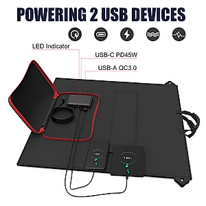 GOOLOO Foldable 100W Solar Panel Charger, Compatible with VTOMAN/Jackery/EF ECOFLOW/Bluetti/Anker Power Station, with Dual USB & 18V DC Output(10 Connectors), for Outdoor Camping Van RV Trip