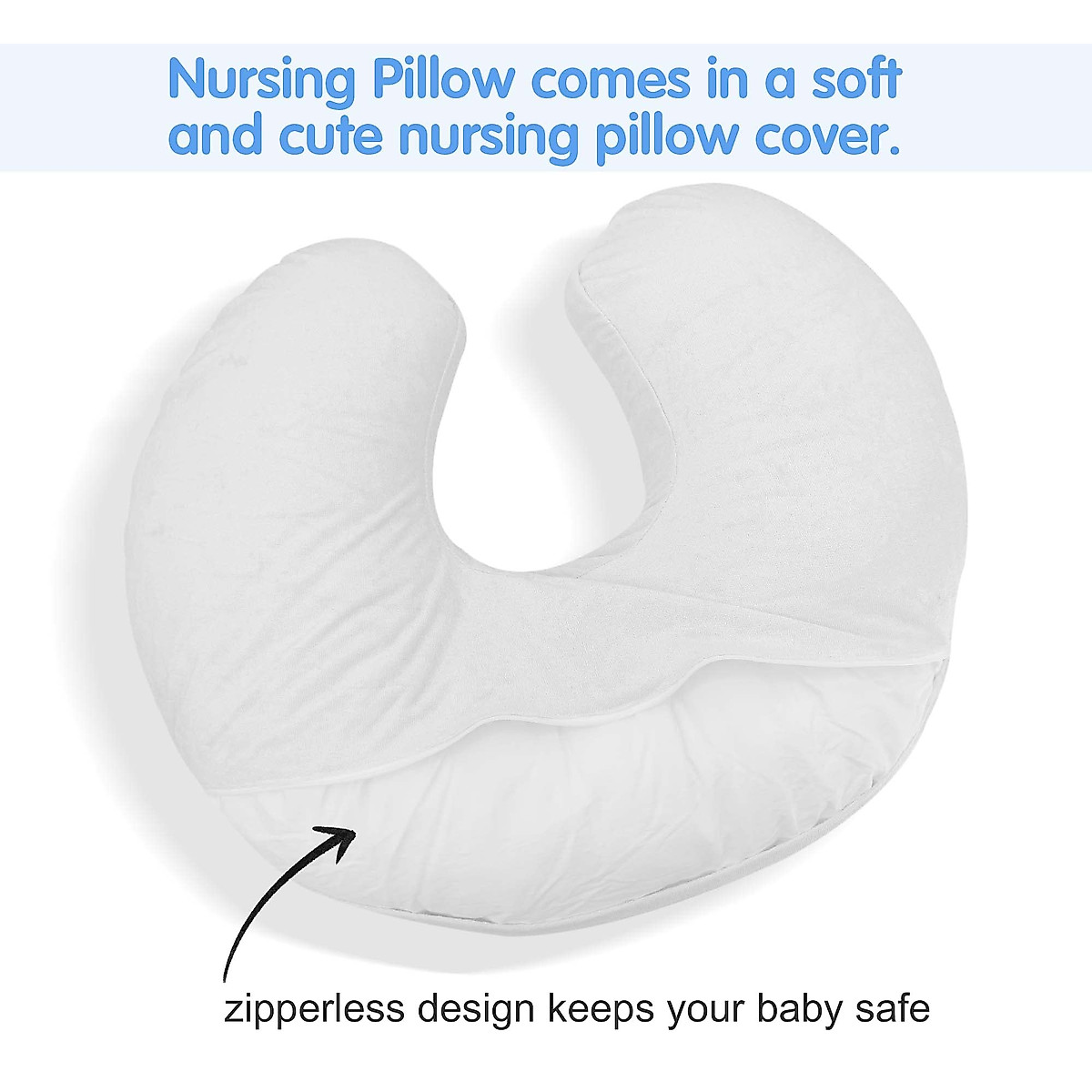 LAT Waterproof Nursing Pillow for Breastfeeding,Waterproof Removable Cover,Ergonomic Breast Feeding Pillows Baby for Baby Boys and Girls,Machine Washable(White)