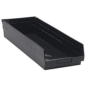 QUANTUM STORAGE SYSTEMS K-QSB114BK-4 4-Pack Plastic Shelf Bin Storage Containers, 23-5/8" x 8-3/8" x 4", Black