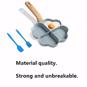 AISIBO Egg Frying Pan, Nonstick Egg Frying Pan with Brush Scraper, Four-Cup Fried Egg Pan Multi Egg Frying Pan for Burger, Omelet, Outdoor Camping (Blue)