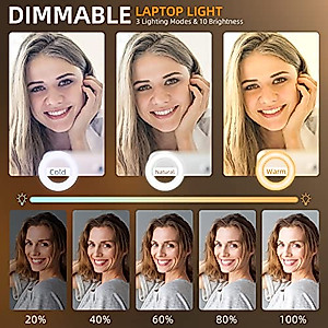 Ring Light for Computer Video Conference Lighting - Laptop Ring Light with Clip and Tripod for Zoom Meeting, Video Calls, Webcam Lighting, Online Learning, Live Streaming, Self Broadcasting