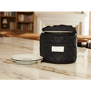Covermates Keepsakes - Dish Storage - Padded Protection - ID Window - Stain Resistant - Machine Washable - China Storage-Black